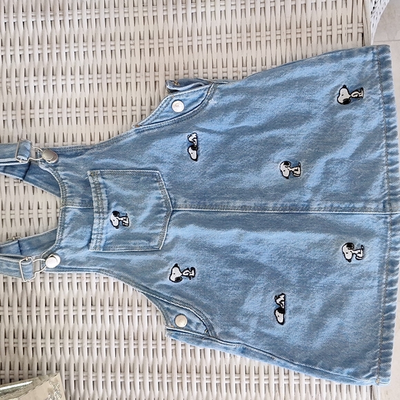 Zara | Bottoms | Zara Peanuts Snoopy Denim Overall 23 T | Poshmark